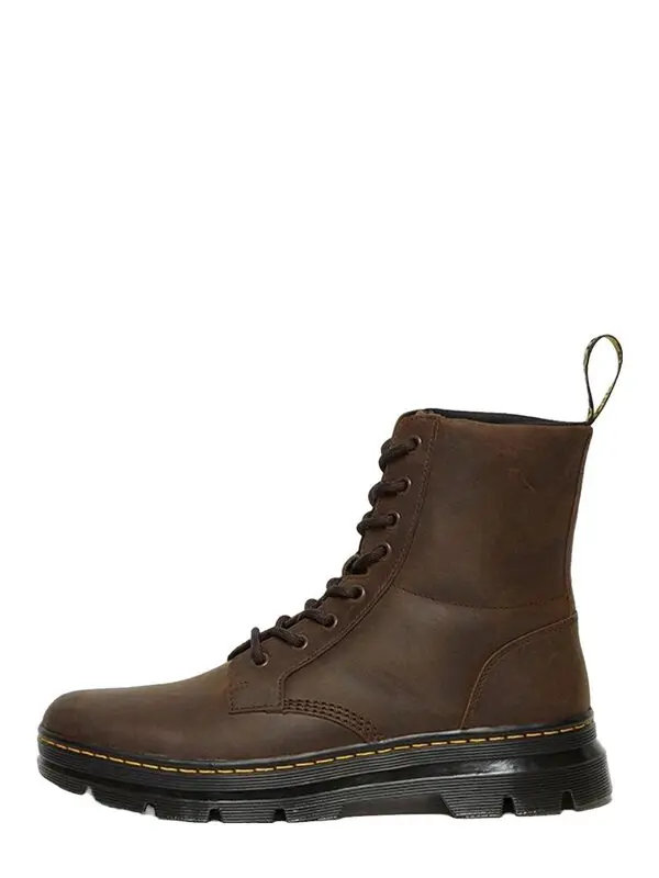 Dr. Martens Combs Leather Eye Combat Boots - Dark Brown