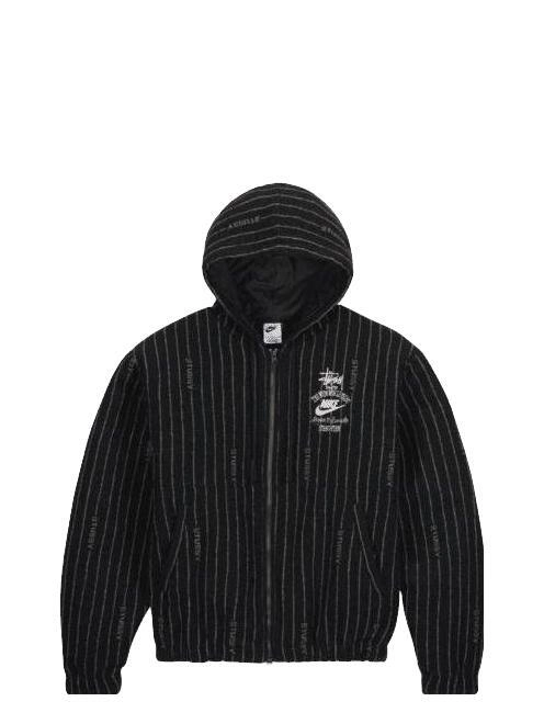 Nike X Stussy Stripe Wool Zip-up Hoodie - Black