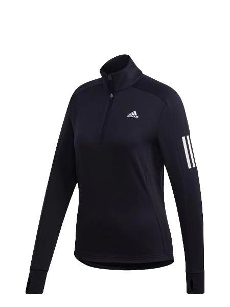 Adidas Logo Stripe Quarter Zip Running Jacket - Black