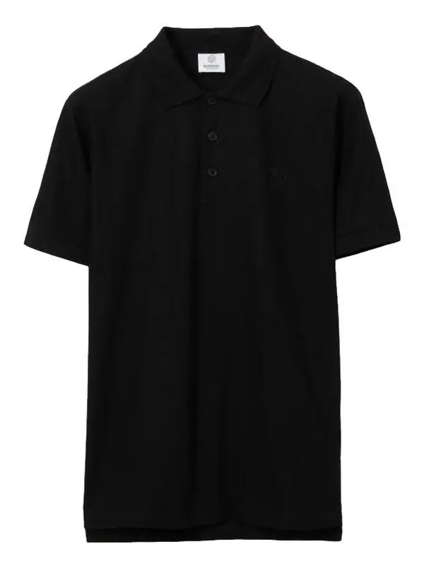 Burberry Pattern Short Sleeve Polo Shirt - Black