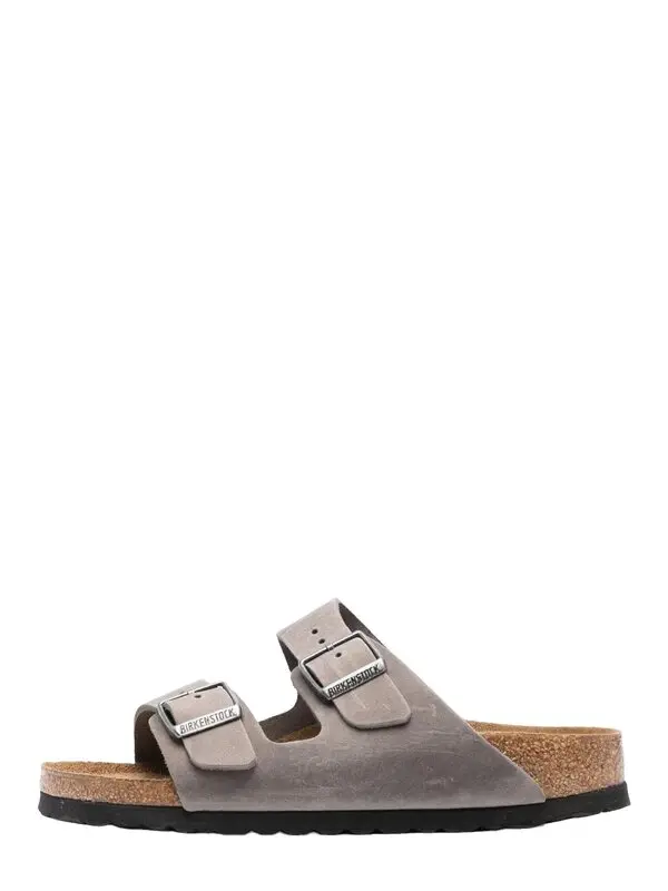 BIRKENSTOCK Arizona Soft Footbed Oiled Leather Sandals - Grey