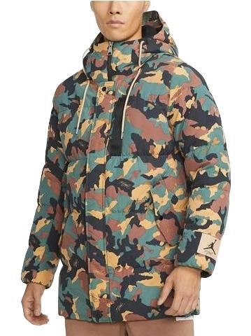 JORDAN Camouflage Print Hooded Down Jacket - Green