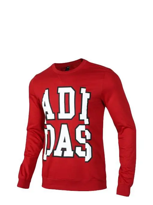 Adidas Neo Large Logo Printing Round Neck Pullover - Red