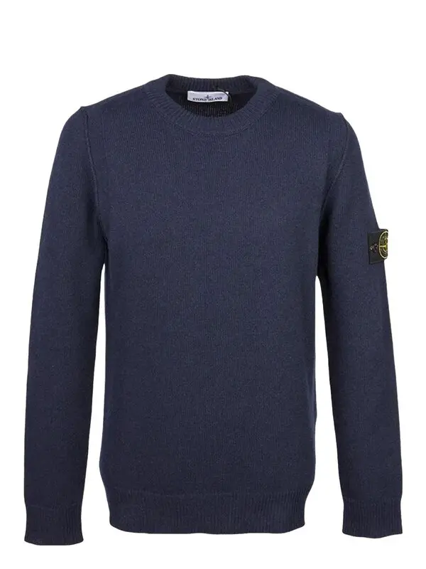 Stone Island Ribbed Crew Neck Pullover - Navy