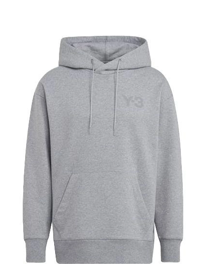 Adidas Y-3 Logo Drawstring Hoodie - Gray