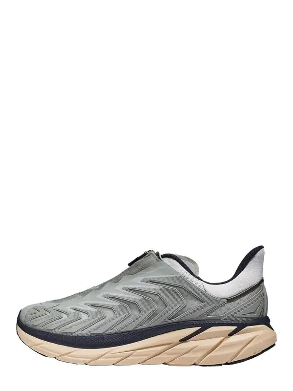 Hoka One One Project Clifton Knitted Running Sneakers - Grey/beige/black