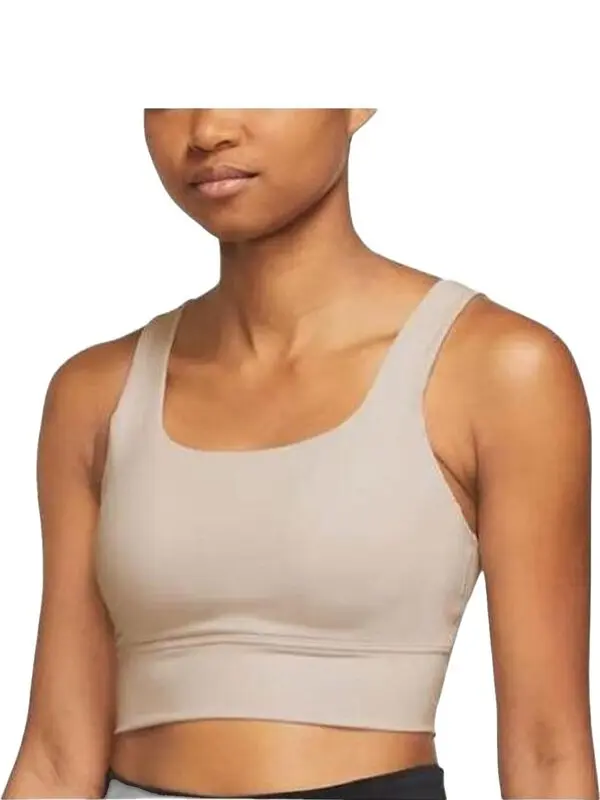 Nike Zenvy Longline Medium Support Padded Sports Bra - Beige