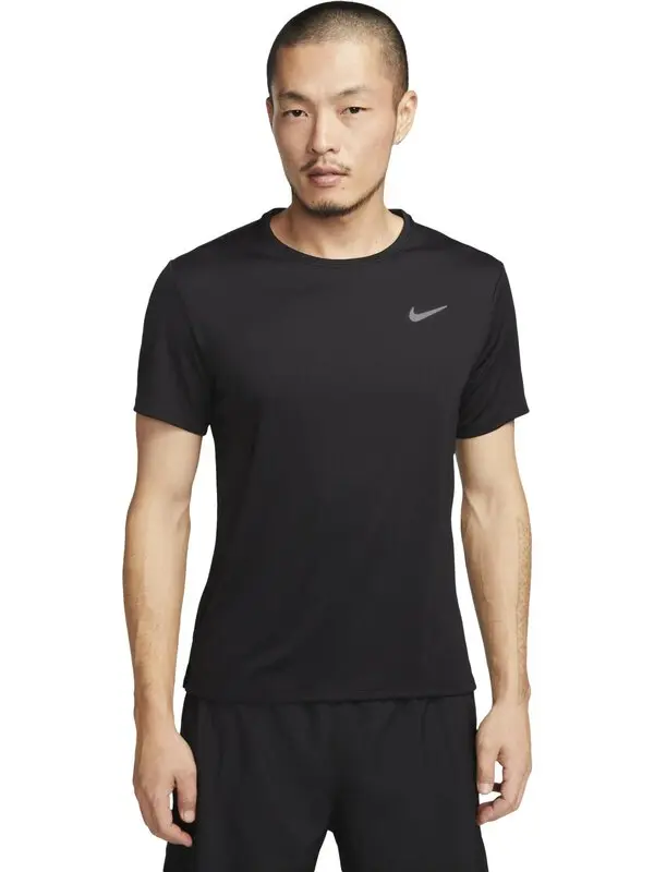 Nike Dri-fit Uv Miler Short-sleeve Running Top - Black