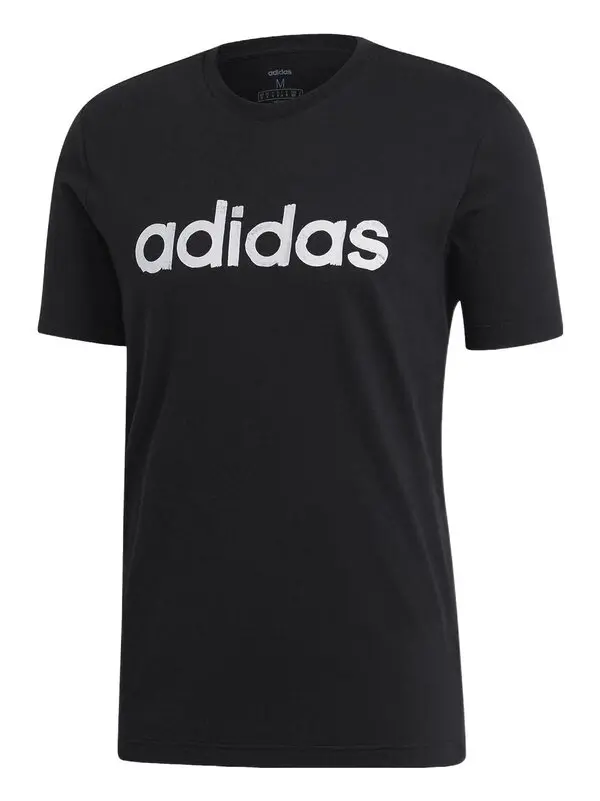 Adidas Alphabet Logo Printing Round Neck Casual Short Sleeve Black T-shirt - Multi-color