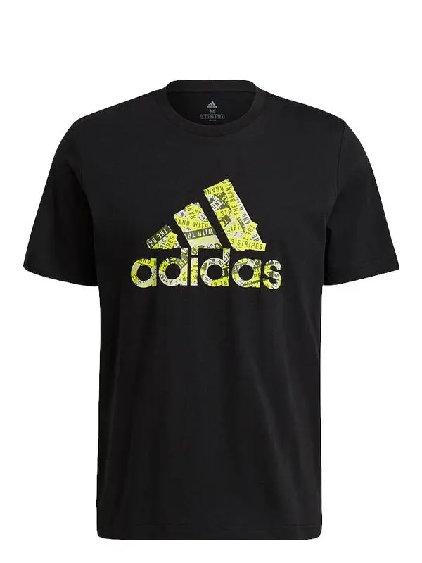 Adidas Bos Brtp Fll Alphabet Logo Round Neck Sports Short Sleeve - Black