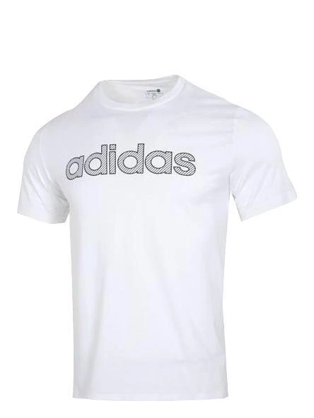 Adidas Neo Athleisure Casual Sports Breathable Logo Solid Color Round Neck Short Sleeve White T-shirt - Multi-color