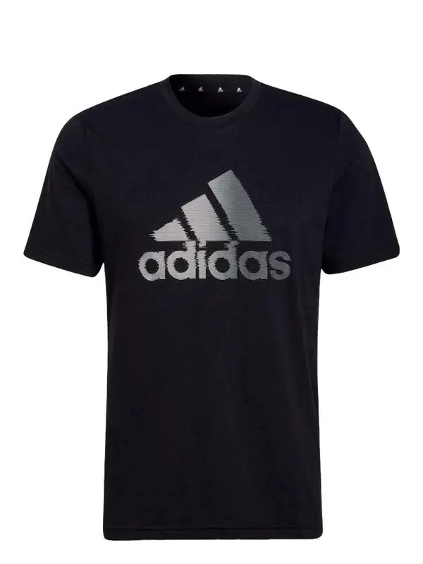 Adidas Large Logo Round Neck Short Sleeve Japanese Version Black T-shirt - Default Color