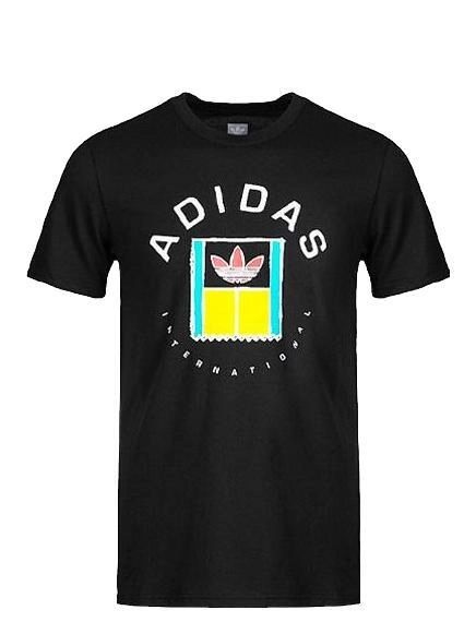 Adidas Originals Oncourt Tee Funny Printing Logo Sports Round Neck Short Sleeve - Black
