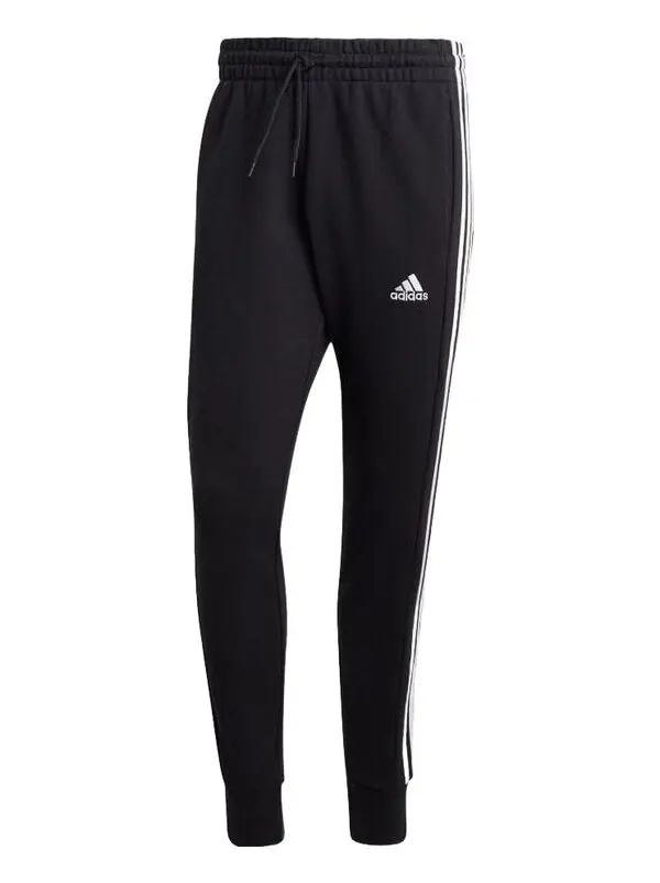 Adidas Essentials French Terry Tapered Cuff 3-stripes Pants - Black
