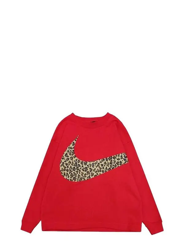 Nike Pullover With Leopard Print Swoosh Detail - Red/multi-color