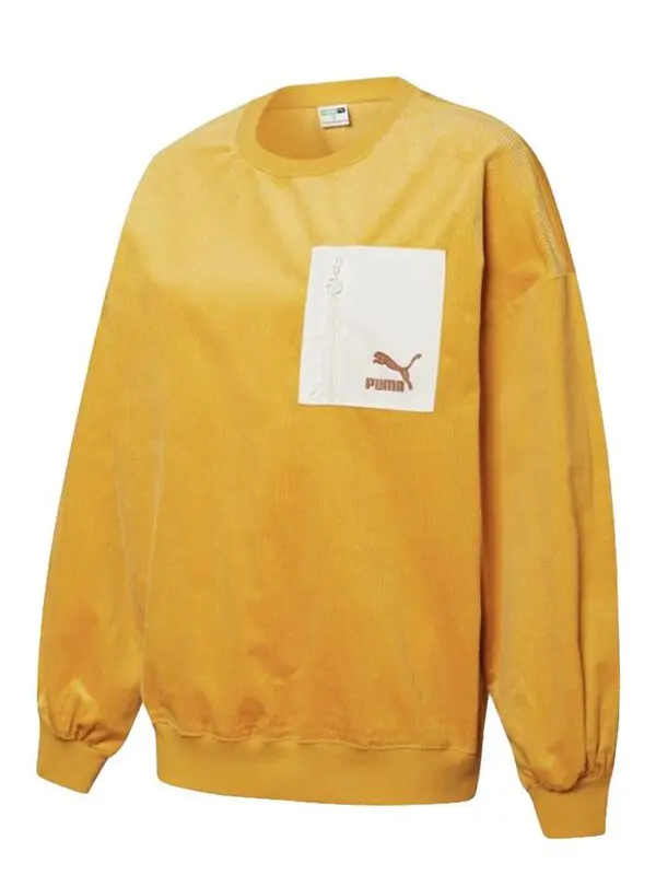 PUMA Round Neck Pullover With Zipper Pocket - Yellow