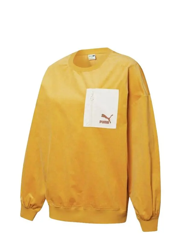 PUMA Round Neck Pullover With Zipper Pocket - Yellow