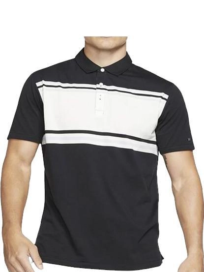 Nike Nikedri-fit Player Stripe Golf Lapel Short Sleeve Polo Shirt - Black