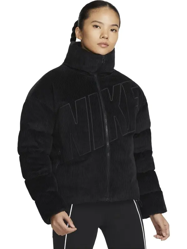 Nike Essential Therma-fit Oversize Corduroy Down Jacket - Black