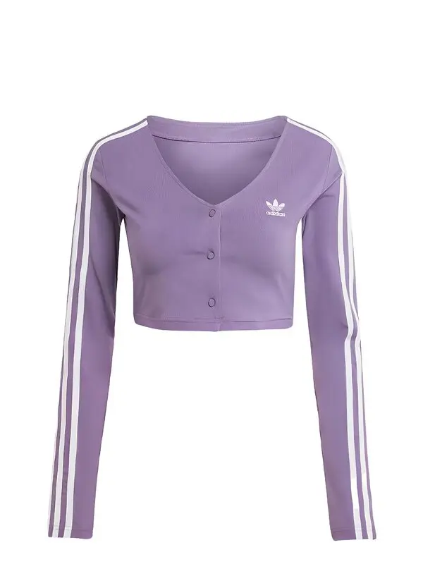 Adidas Originals Adicolor Classics 3-stripes Button Long Sleeve Tee - Purple/multi-color