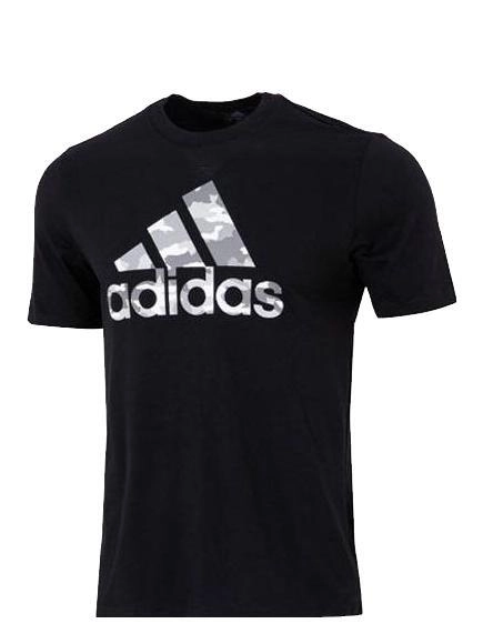 Adidas Camo Bos G T Camouflage Logo Printing Sports Round Neck Short Sleeve Black - Multi-color