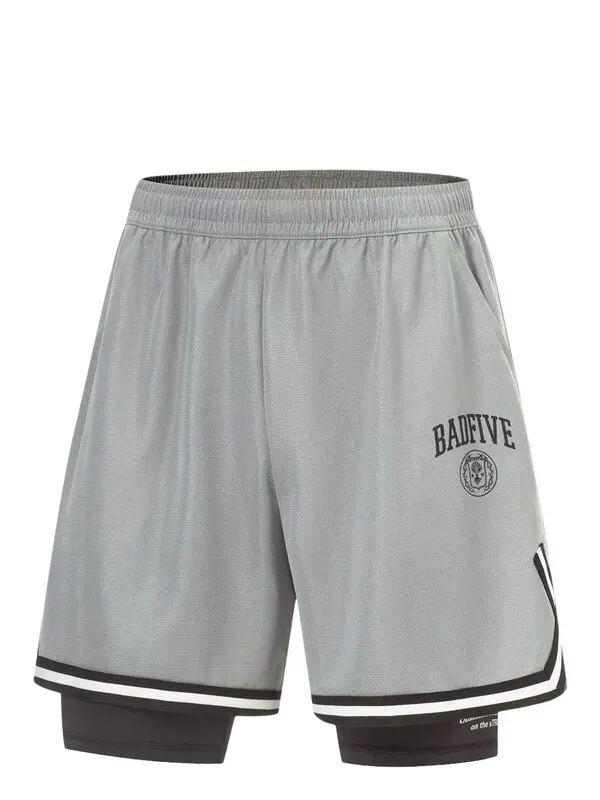 LI-NING Badfive Graphic 2-in-1 Shorts - Grey/white/black