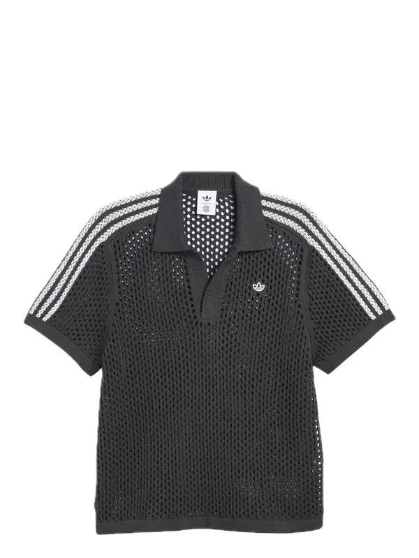 Adidas X Clot Fw24 Crochet Polo Shirt Asia Sizing 'carbon - Charcoal
