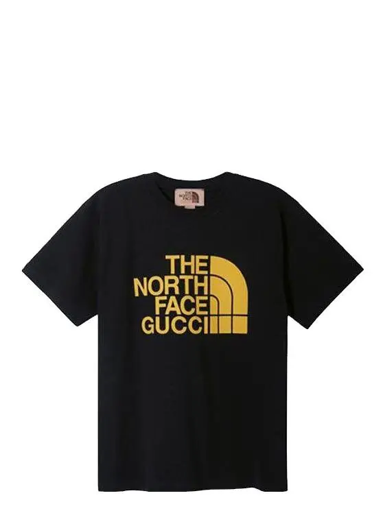 Gucci X The North Face Crossover Alphabet Logo Printing Loose Round Neck Short Sleeve T-shirt - Black
