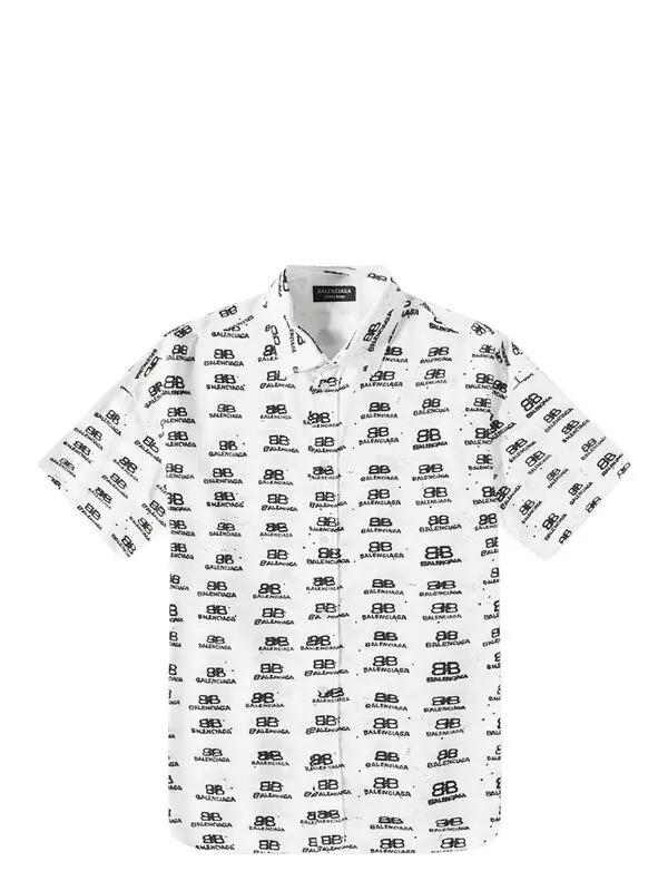 Balenciaga Bb Logo Oversized Shirt 'white Black - White/black