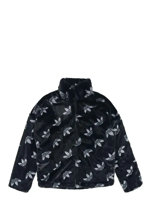 Adidas Originals Logo Stand Collar Faux Fur Jacket - Default Color