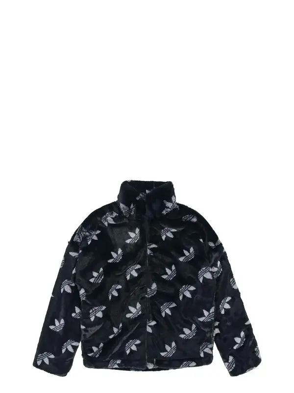Adidas Originals Logo Stand Collar Faux Fur Jacket - Default Color