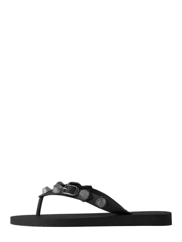Balenciaga Cagole Thong Sandals With Embellishments - Black