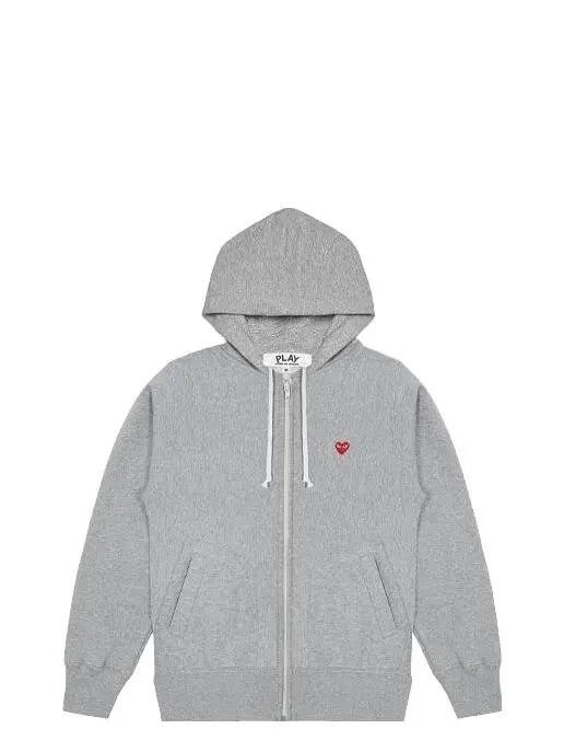 Play Comme Des Garcon Zip Up Hooded Sweatshirt - Grey