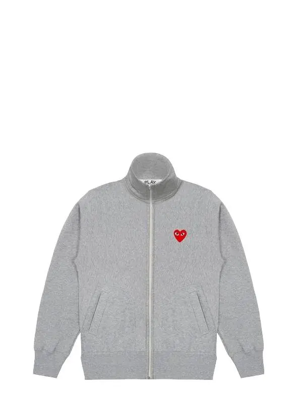 Play Comme Des Garcon Zip Up Crewneck Sweatshirt - Grey