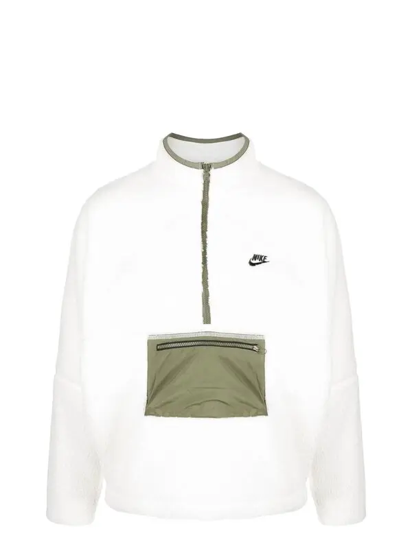 Nike Club Fleece Half-zip Anorak Plush Jacket - Sail/medium Olive