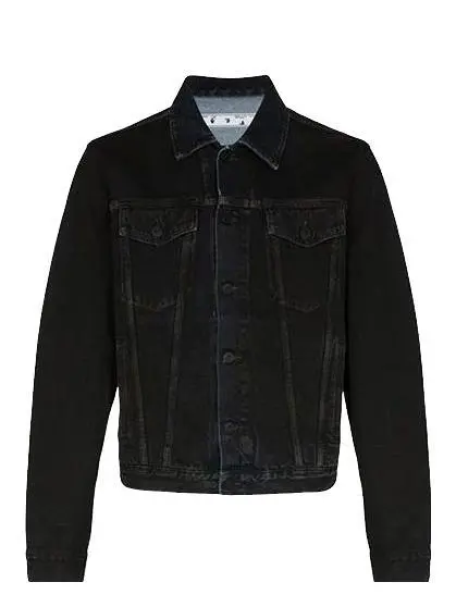 Off-White Fw20 Arrow Printed Denim Jacket - Black