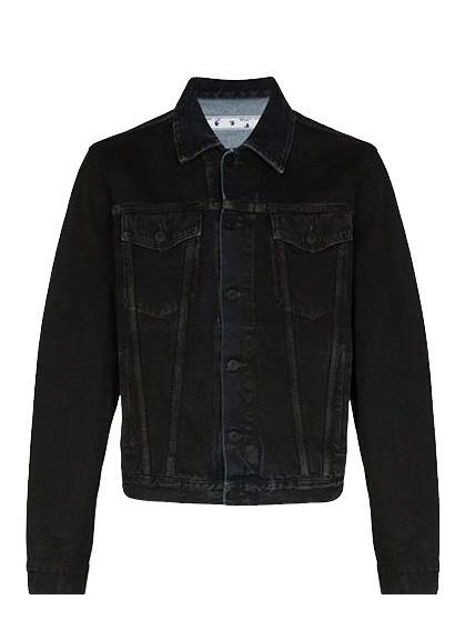 Off-White Fw20 Arrow Printed Denim Jacket - Black