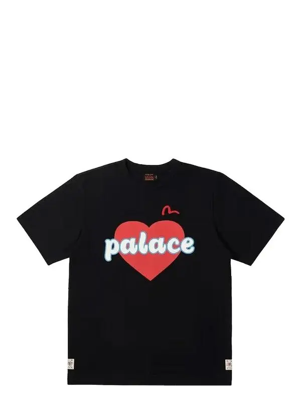 PALACE X Evisu Heart T-shirt 'black - Black/red