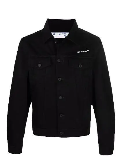 Off-White Ss22 Chest Logo Printing Denim Jacket - Black