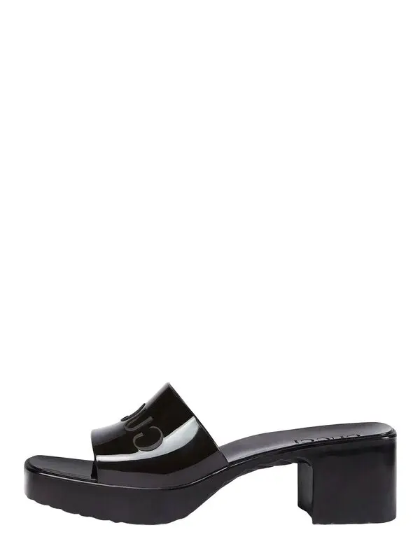 Gucci Rubber Slide Sandals With Platform And Block Heel - Default Color