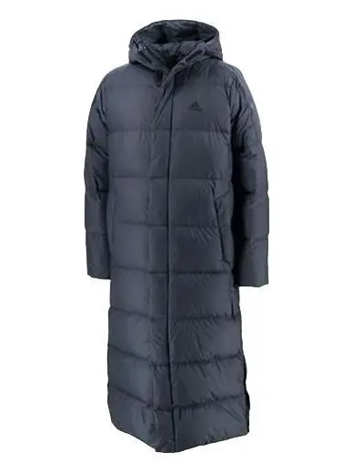 Adidas Down Hooded Long Jacket - Blue