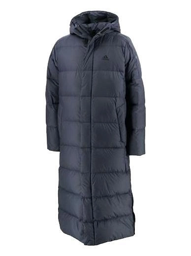 Adidas Down Hooded Long Jacket - Blue