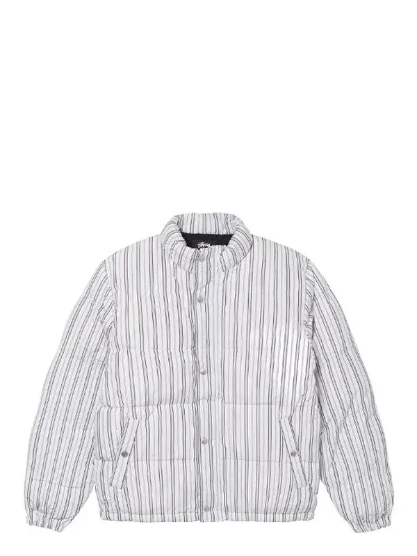 StÜssy Stripe Down Puffer Jacket - White