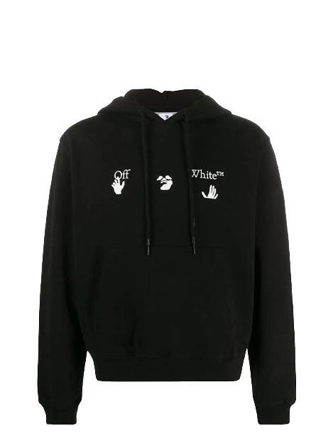 Off-White Logo Print Drawstring Hoodie - Black