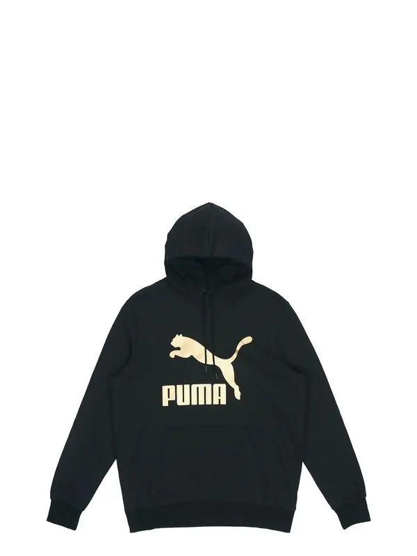 PUMA Classics Bronzing Logo Print Hoodie - Black