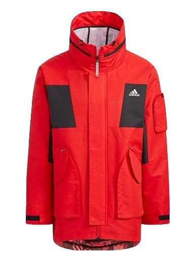 Adidas Colorblock Hooded Fleece Jacket - Red