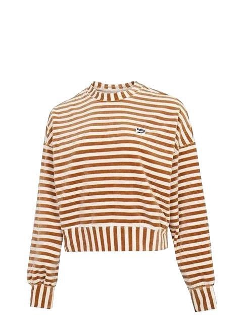 PUMA Striped Knitted Pullover Sweater - Beige