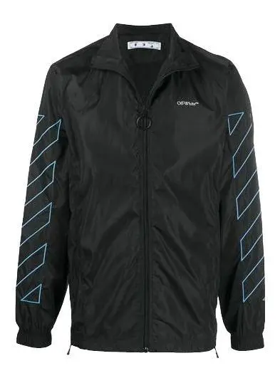 Off-White Diagonal Stripes Zip-up Jacket - Black