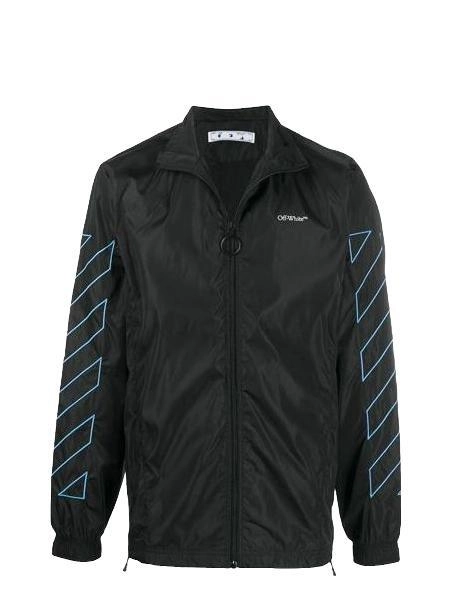 Off-White Diagonal Stripes Zip-up Jacket - Black
