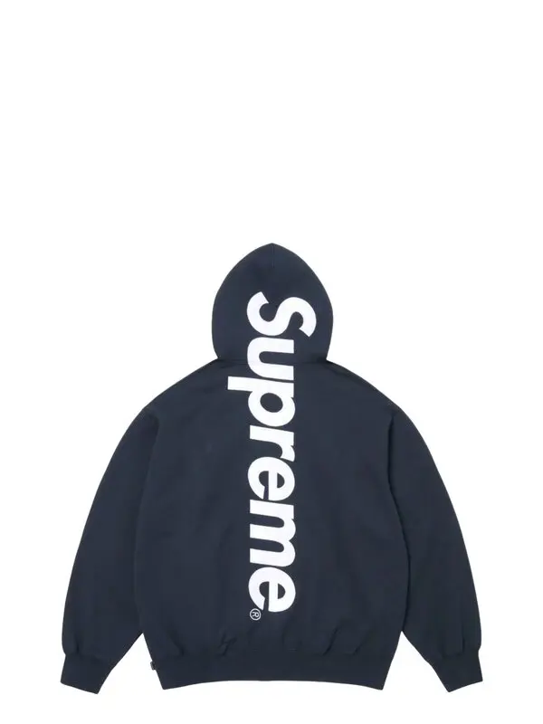 Supreme Ss26 Satin Appliqué Hooded Sweatshirt - Navy